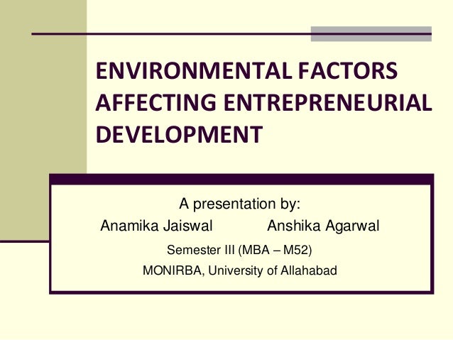 Environmental Factors Affecting Entrepreneurial Development