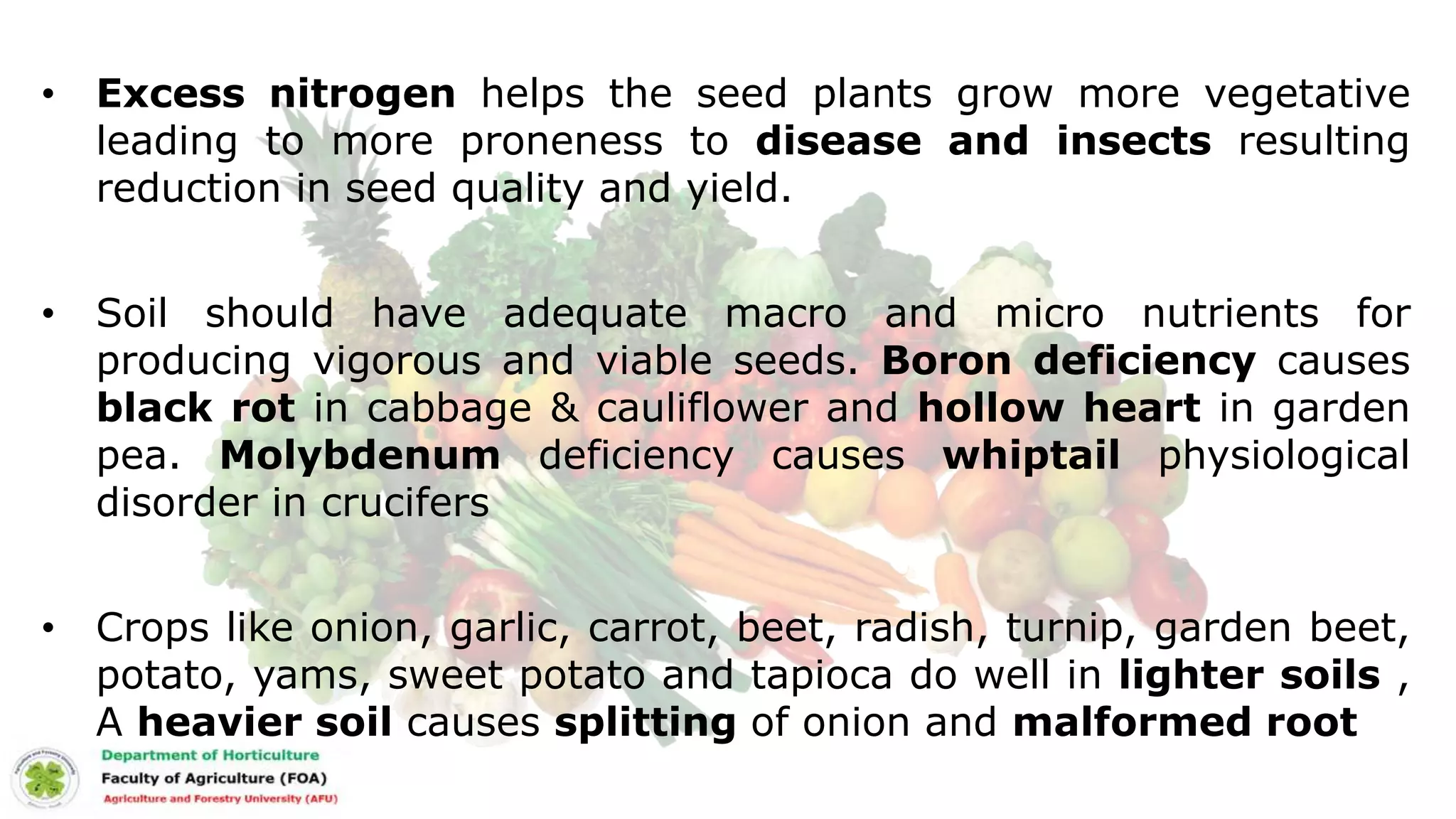 Environmental factors affecting vegetable seed production | PPTX