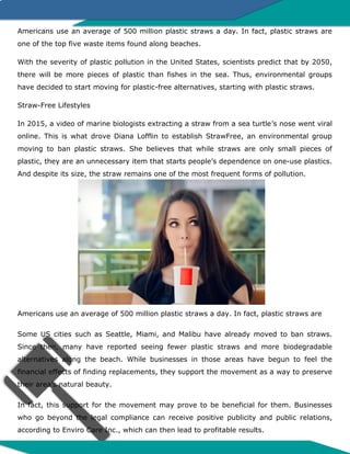 Environmental Groups Move to Ban Plastic Straws | PDF