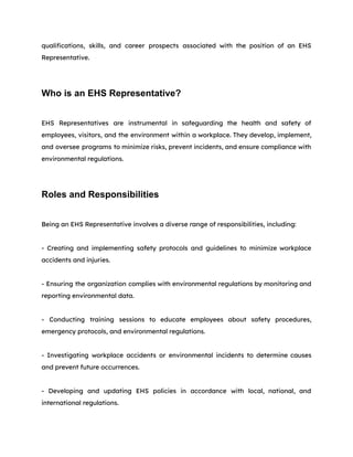 Environmental Health and Safety (EHS) Representative- Insights on ...