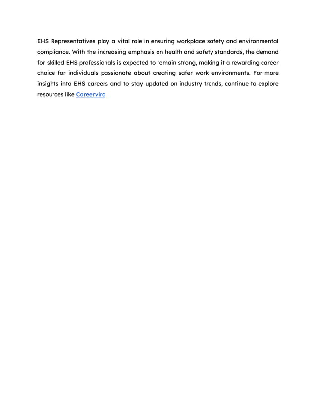 Environmental Health and Safety (EHS) Representative- Insights on ...