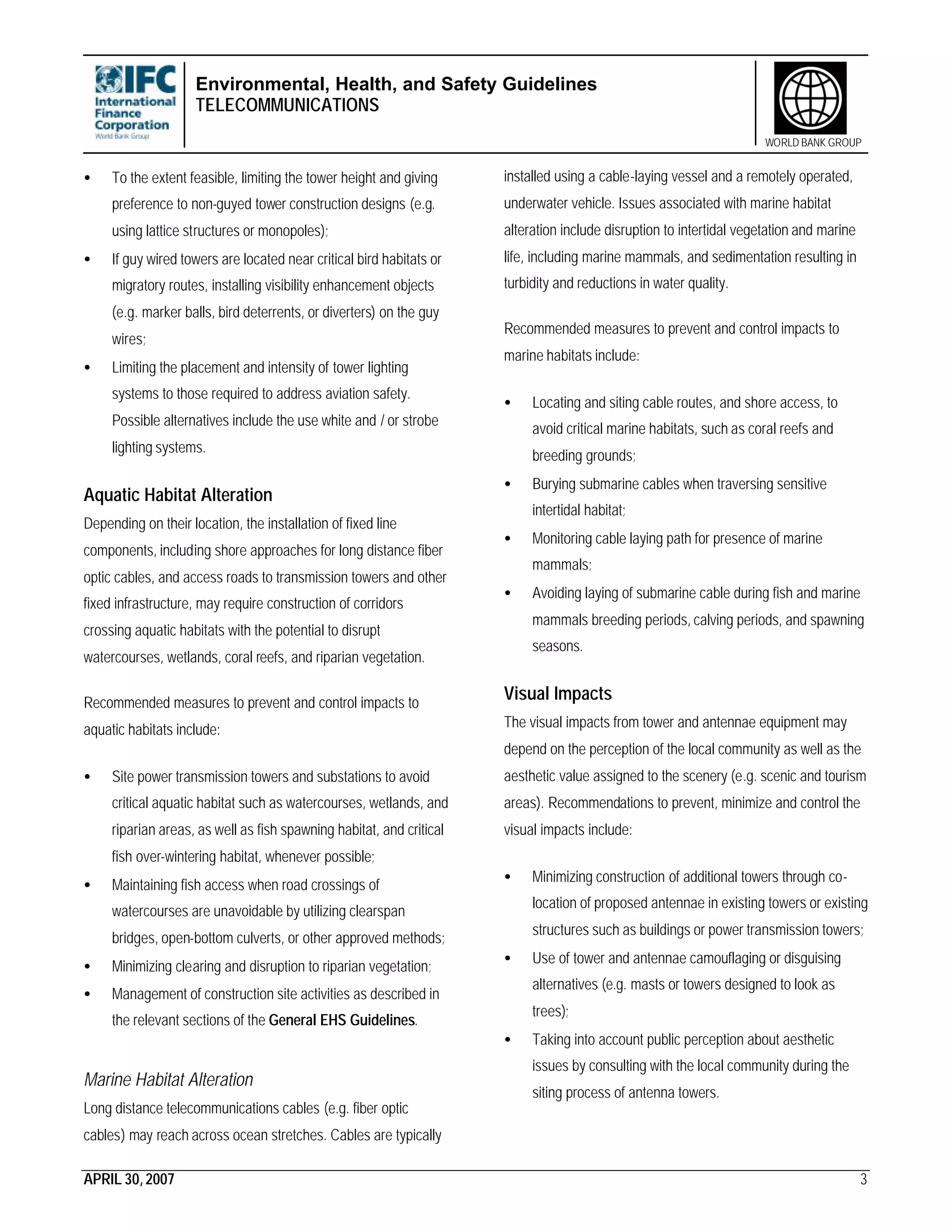 Environmental health and safety guidelines for telecom | PDF