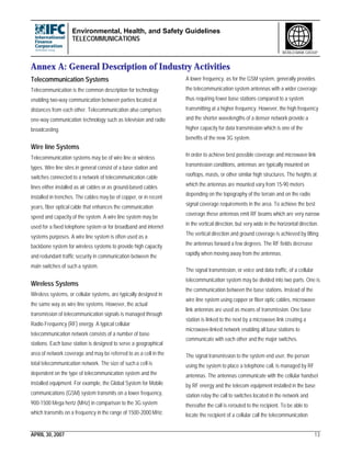 Environmental health and safety guidelines for telecom | PDF