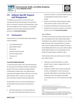 Environmental health and safety guidelines for telecom | PDF