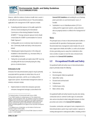 Environmental health and safety guidelines for telecom | PDF