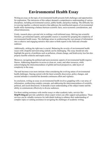 Environmental Health Essay | PDF