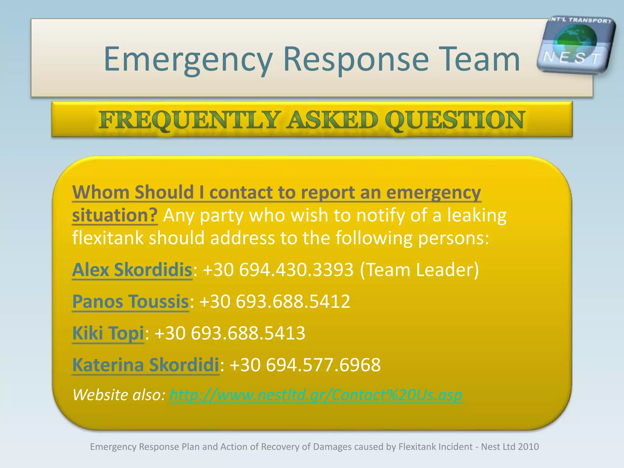 Environmental health, safety and emergency response plan of Nest Ltd | PPT