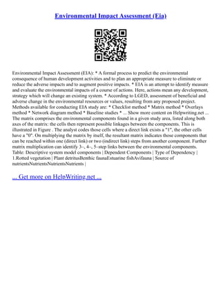 Environmental Impact Assessment (Eia) | PDF