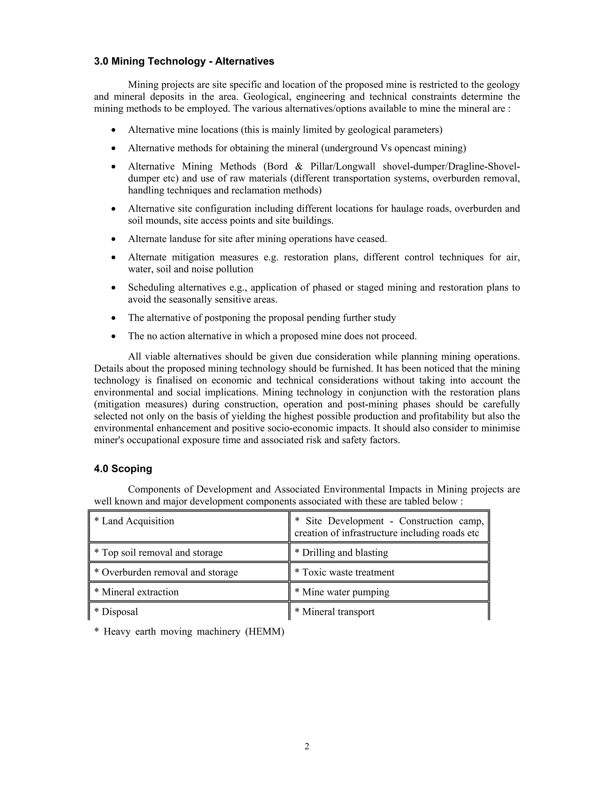 Environmental impact assessment of mining projects 17.03.09