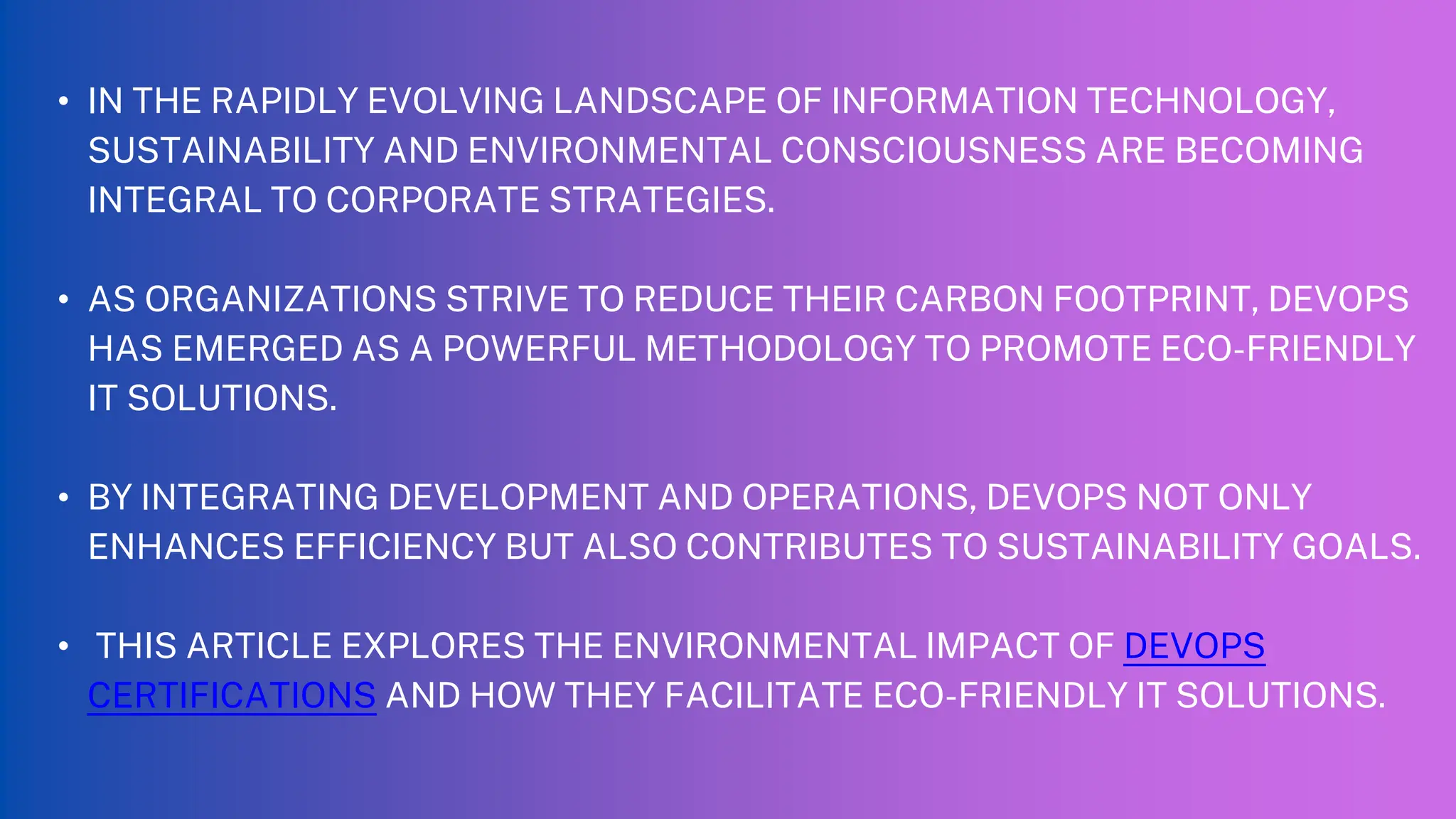Environmental Impact DevOps Certifications for Eco-Friendly IT ...