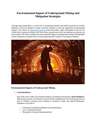 Environmental Impact of Underground Mining and Mitigation Strategies | PDF