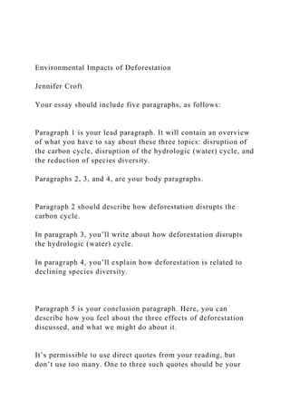 Environmental Impacts of DeforestationJennifer CroftYour.docx