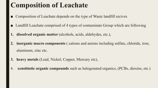 Environmental impacts of leachate pollution on groundwater supplies | PPTX