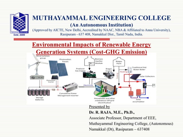 Environmental impacts of renewable energy generation systems (cost ghg ...