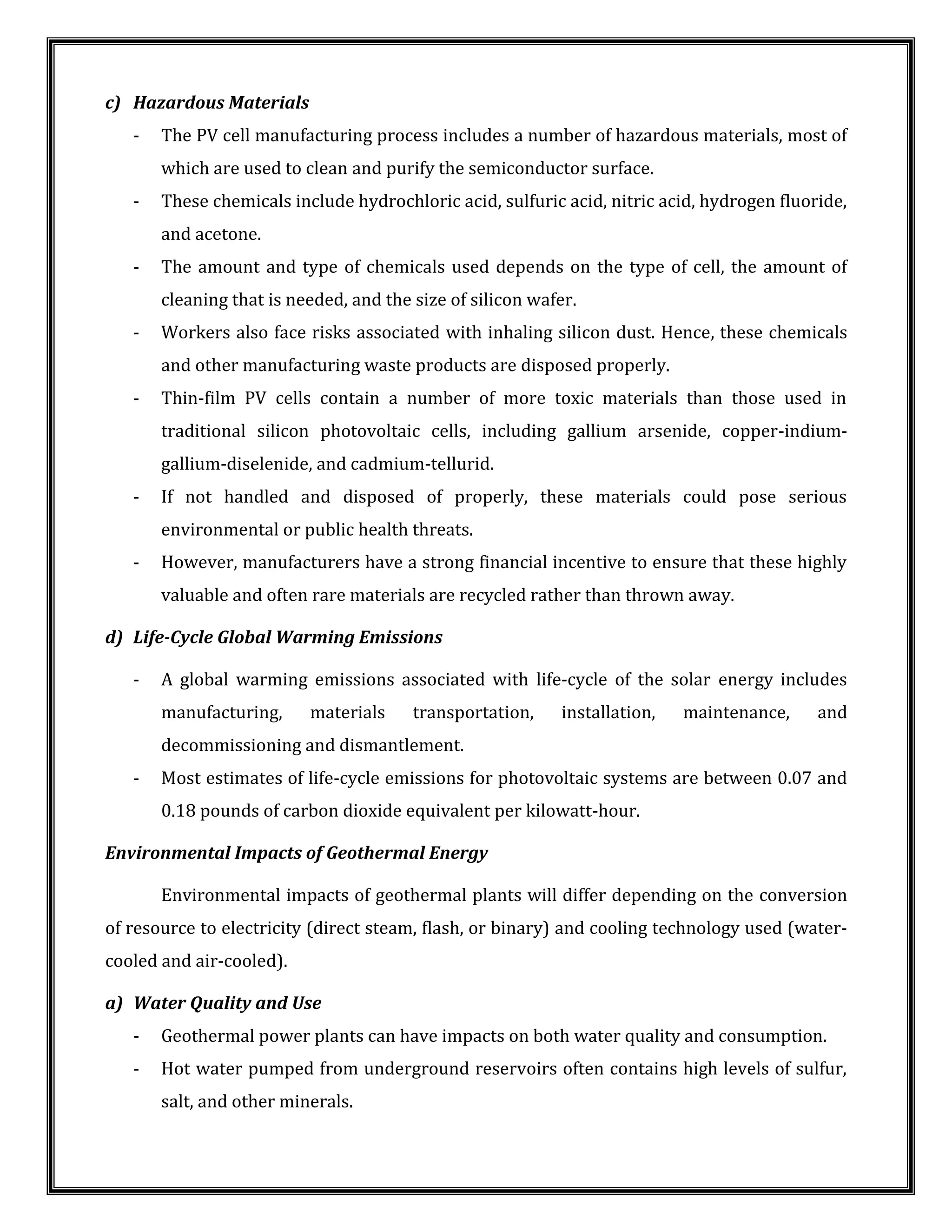 Environmental impacts of renewable energy technologies | PDF ...