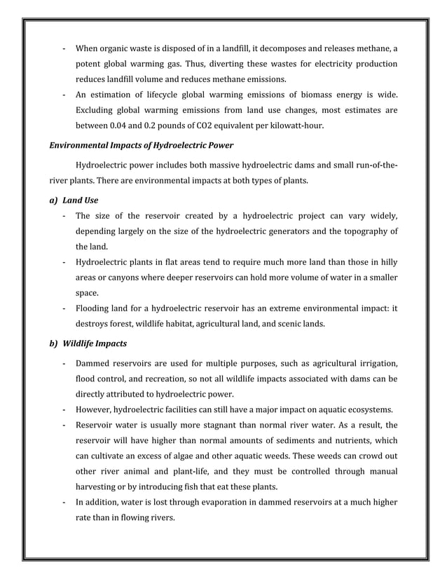 Environmental impacts of renewable energy technologies | PDF ...