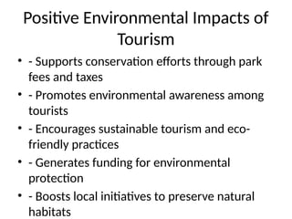 Environmental Impacts of Tourism positive and negative | PPTX