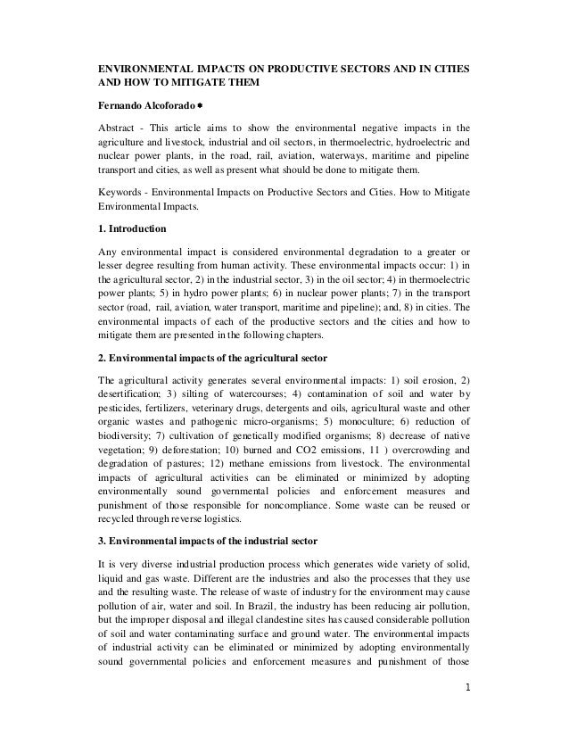 Environmental impacts on productive sectors and in cities and how to