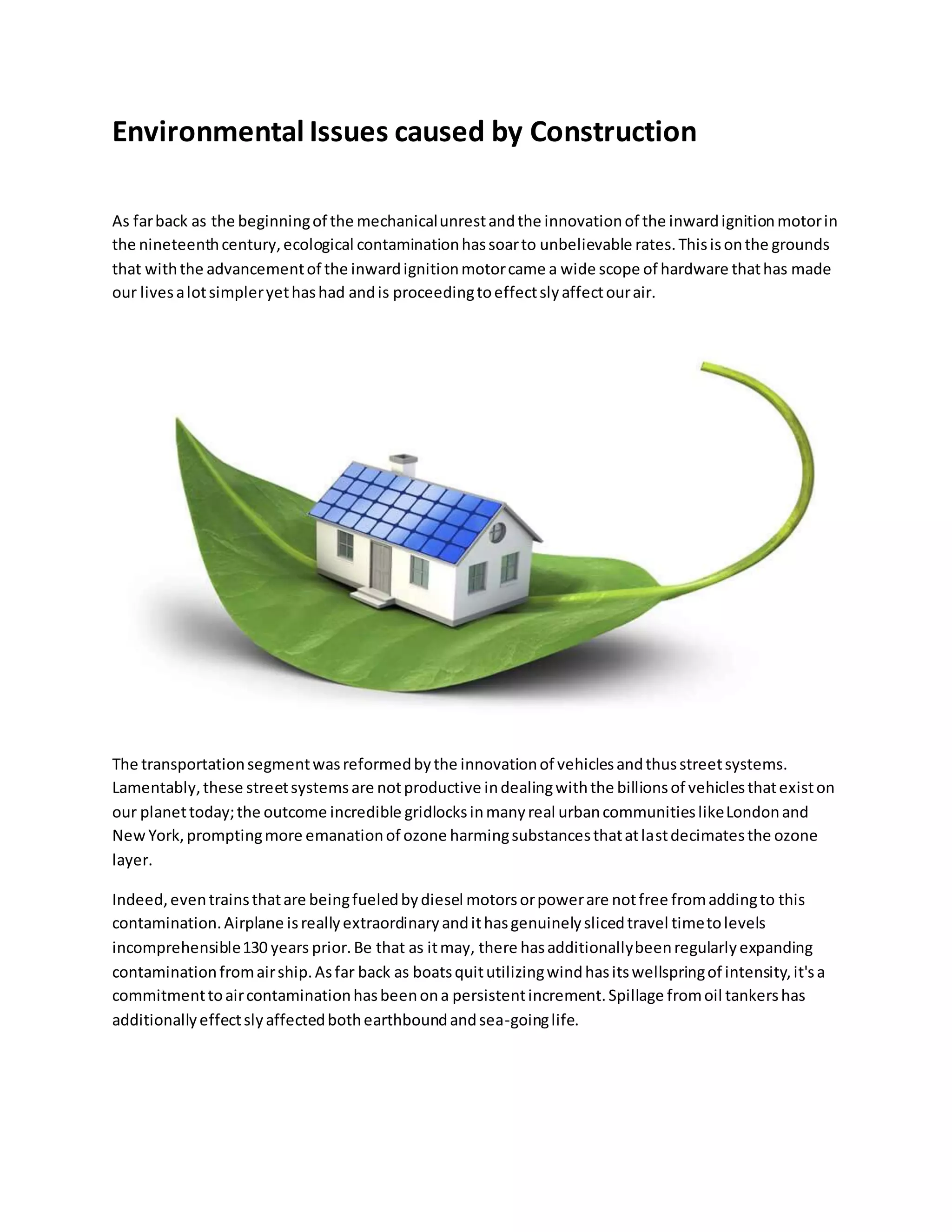 Environmental issues caused by construction | DOCX