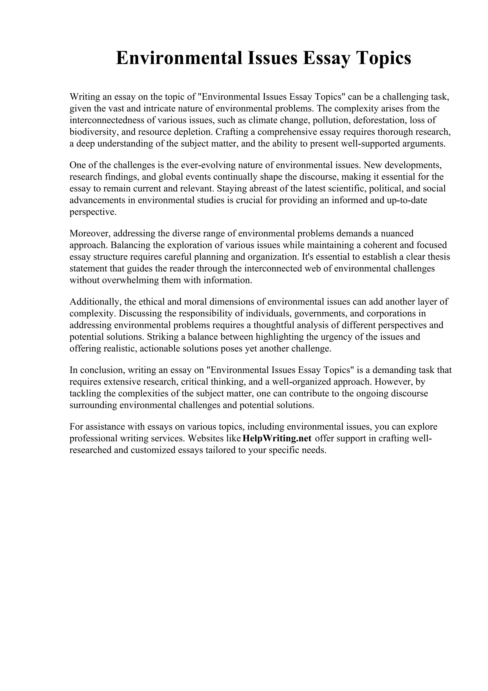 Environmental Issues Essay Topics.pdf