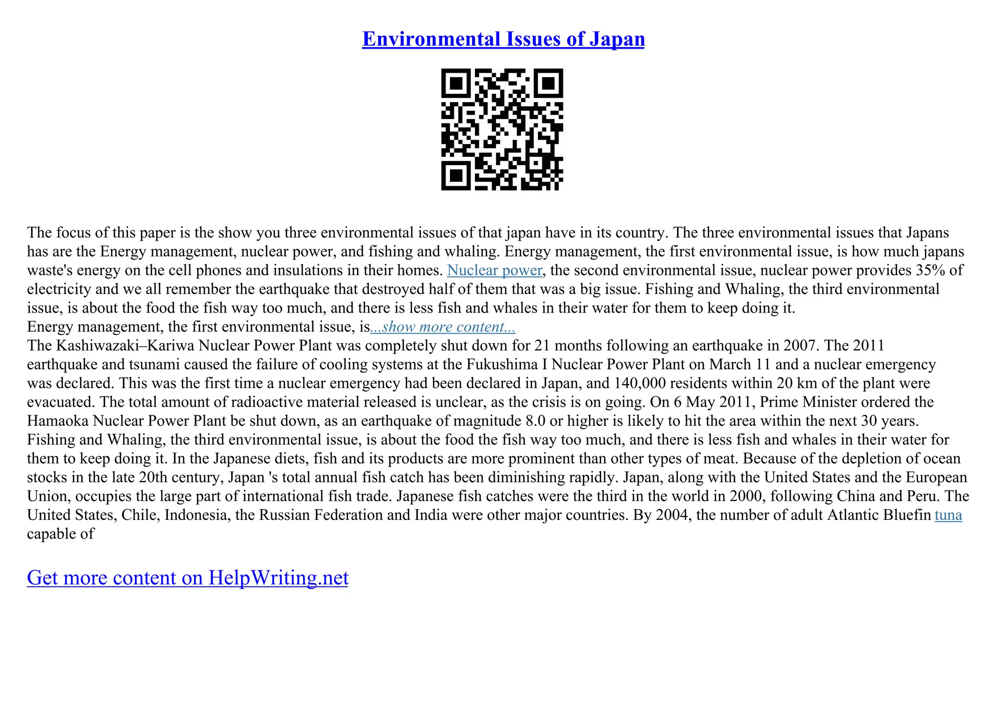 Environmental Issues Of Japan | PDF