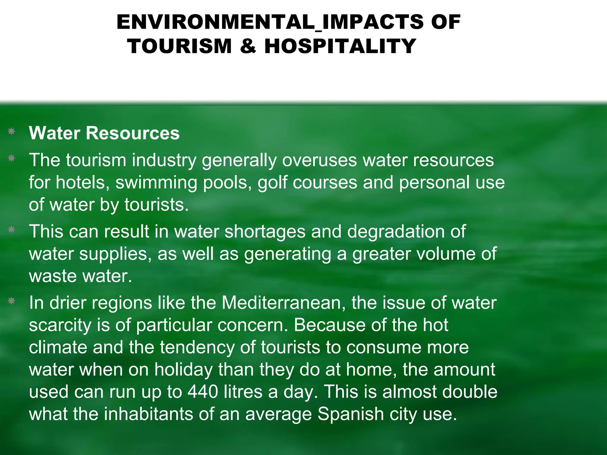Environmental issues in tourism and hospitality | PPT
