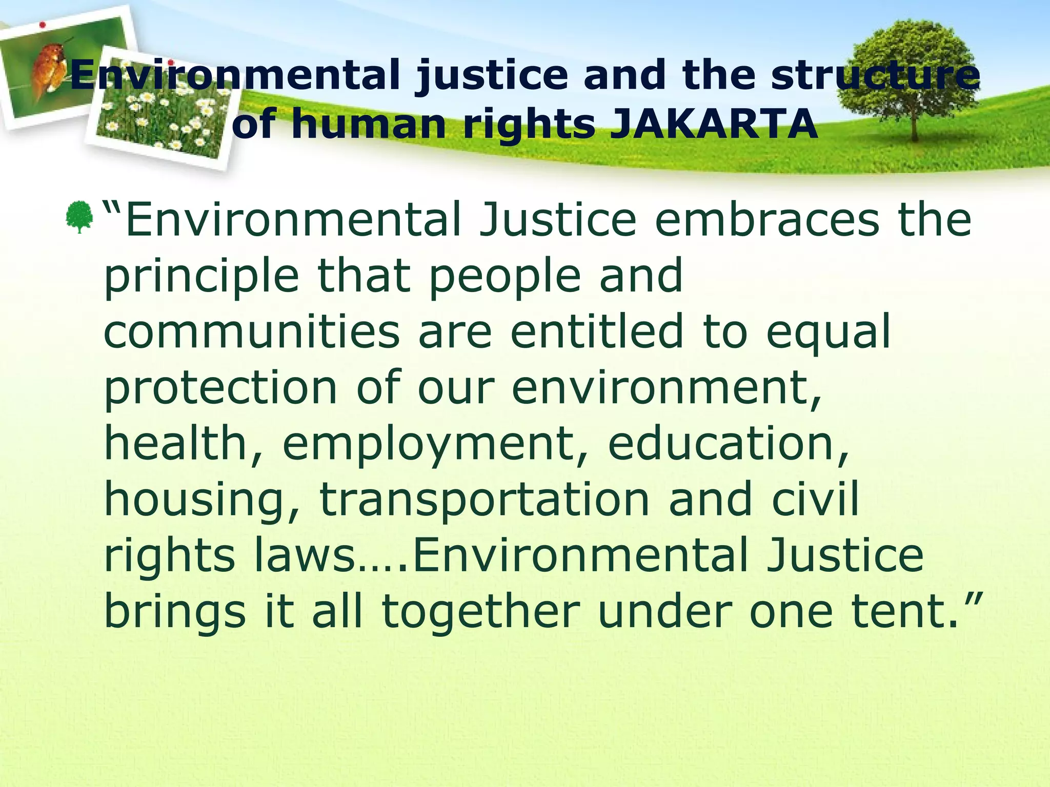 Environmental justice and the structure of human rights jakarta | PPT
