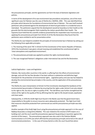 Analysis of the Precautionary Principle - Case Study of Enforcement of ...
