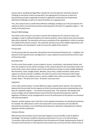 Analysis of the Precautionary Principle - Case Study of Enforcement of ...