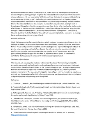Analysis of the Precautionary Principle - Case Study of Enforcement of Environment Law in ...