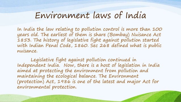 Environmental Laws Of India | PPTX | Environmental Services Industry ...