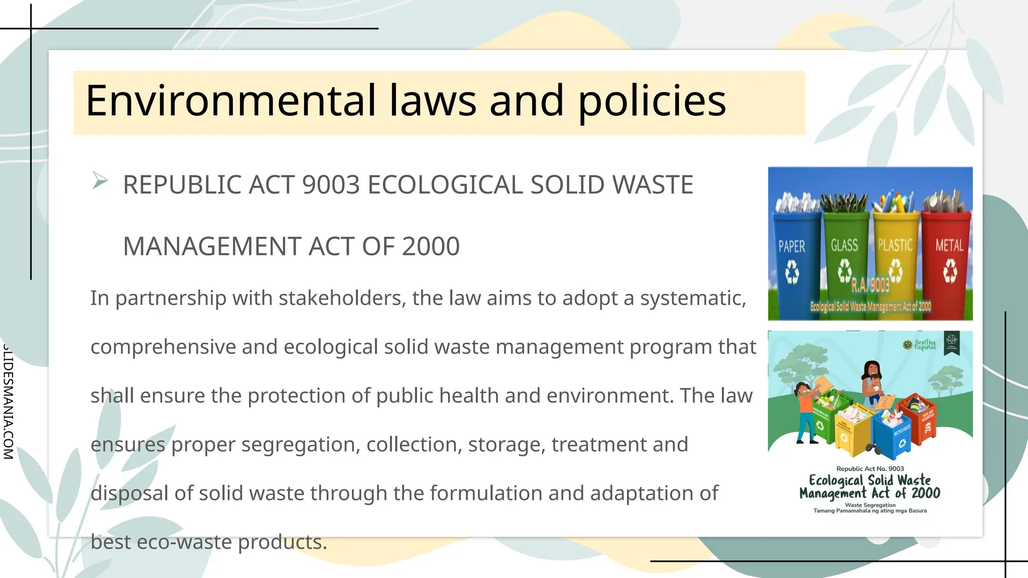 ENVIRONMENTAL LAWS AND POLICIES(people and the earth ecosystem.)pptx | PPT