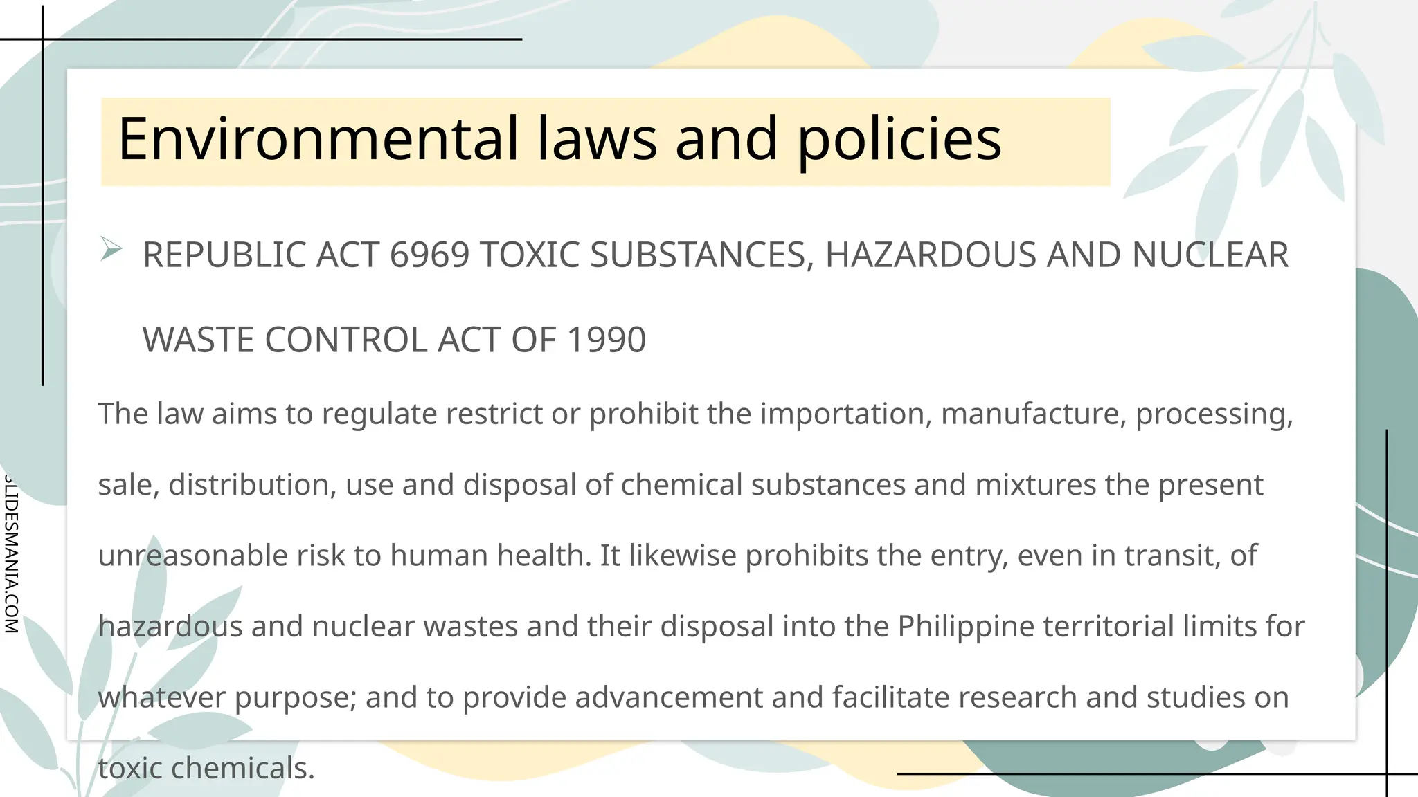 ENVIRONMENTAL LAWS AND POLICIES(people and the earth ecosystem.)pptx | PPTX