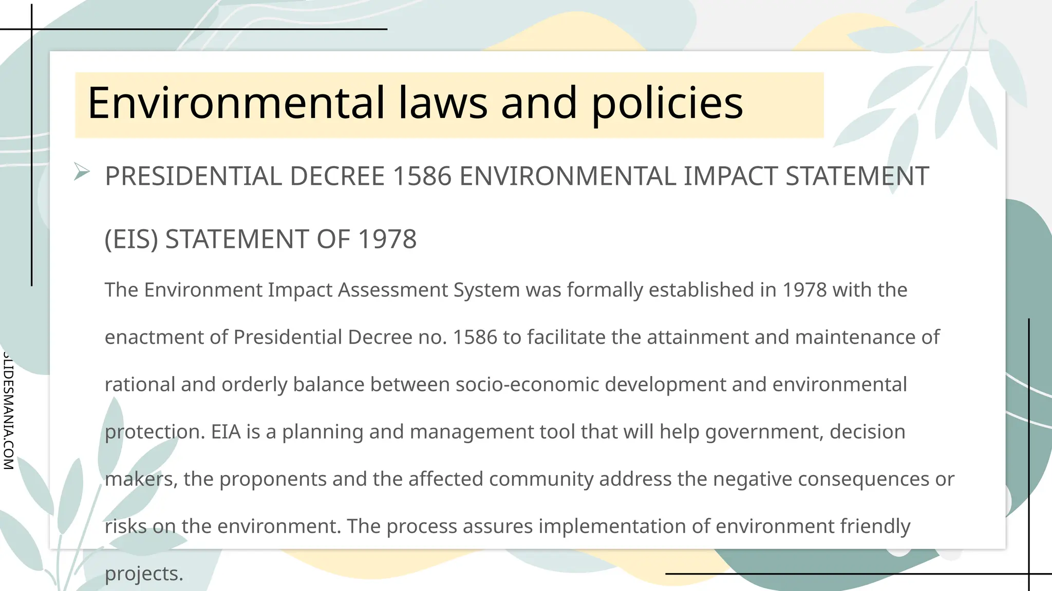 ENVIRONMENTAL LAWS AND POLICIES(people and the earth ecosystem.)pptx | PPTX