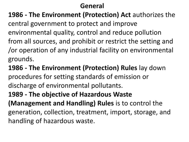 Environmental laws and regulations – indian scenario | PPT