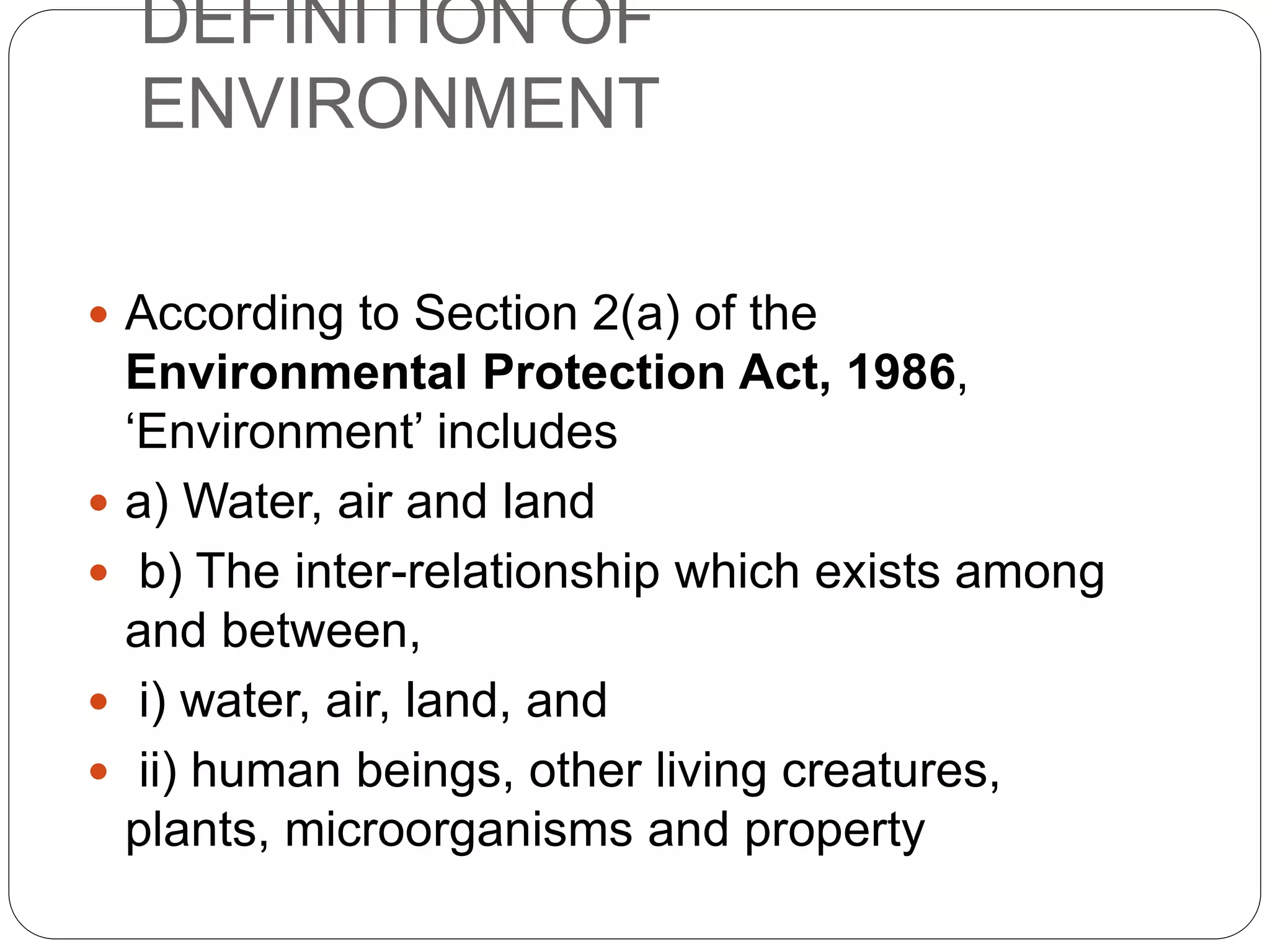 Environmental laws of india , Ecology | PPTX
