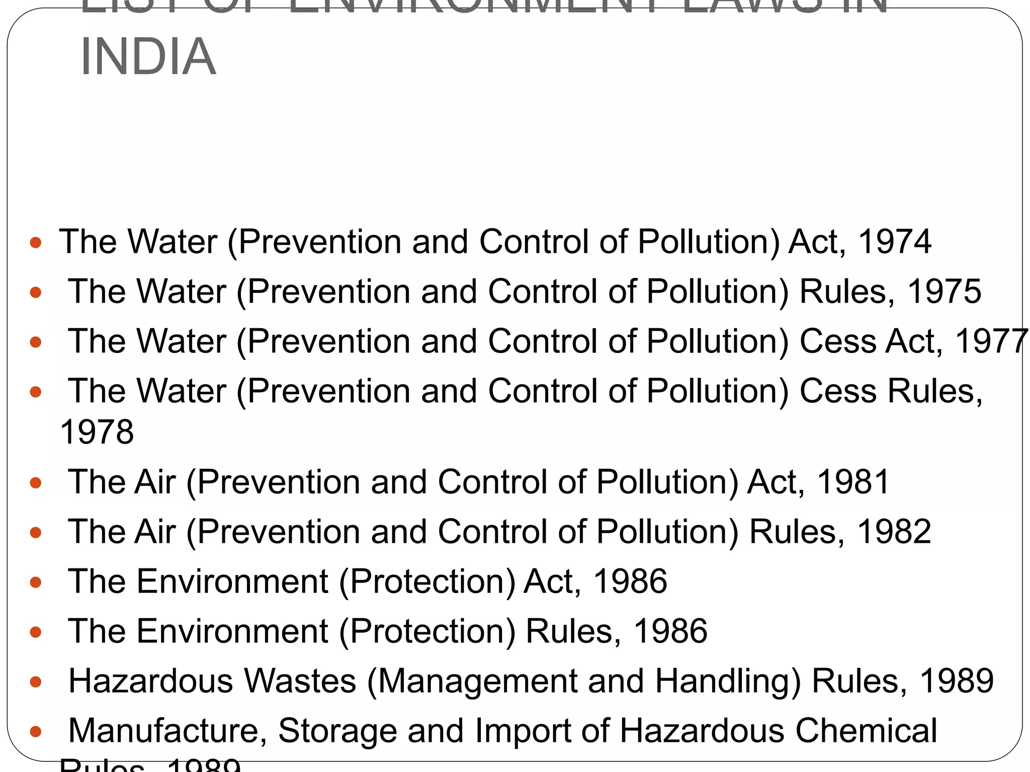 Environmental laws of india , Ecology | PPTX