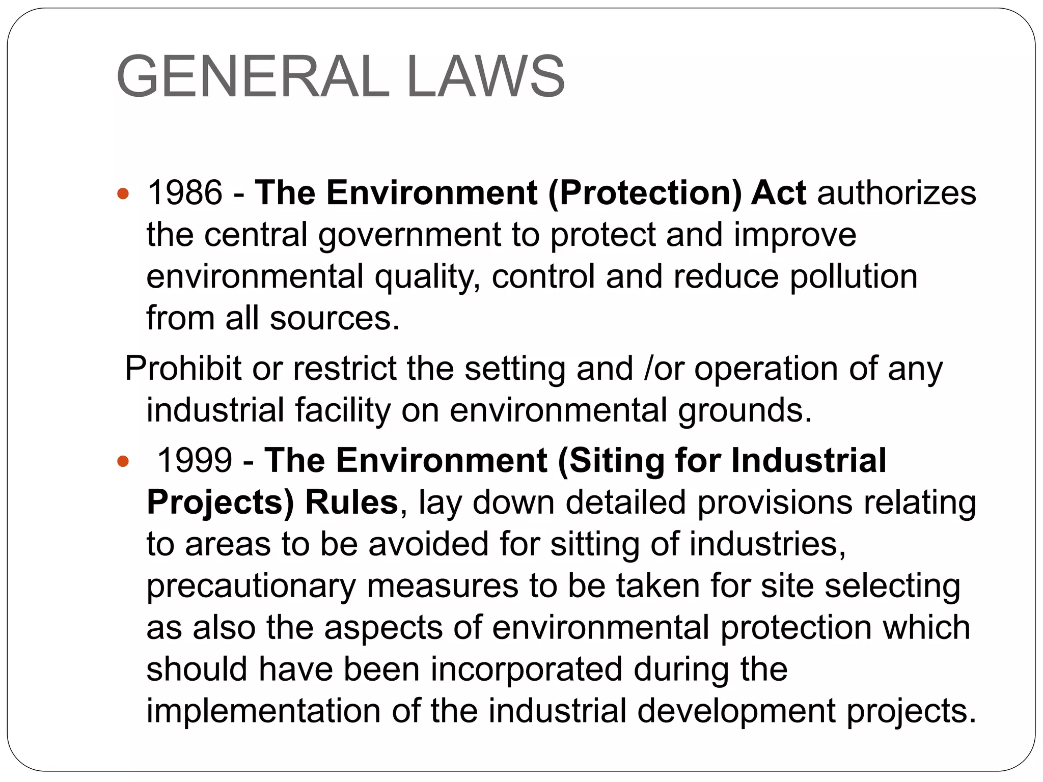 Environmental laws of india , Ecology | PPTX