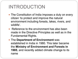 Environmental laws of india , Ecology | PPTX