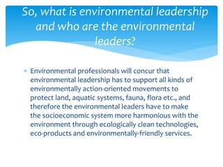 Environmental leadership and Individual influence on Environmental ...