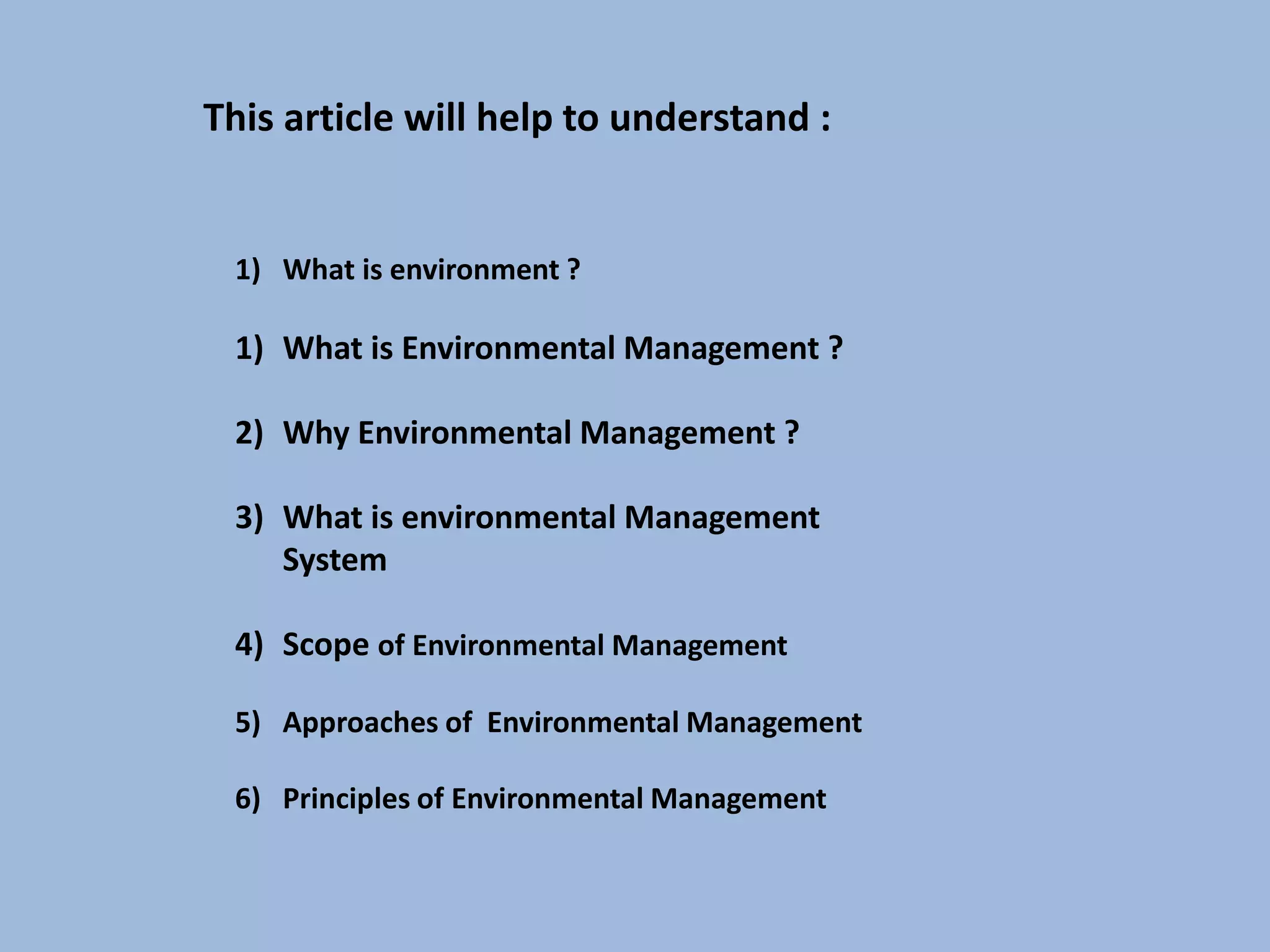 MANAGEMENT OF THE ENVIRONMENT | PPTX