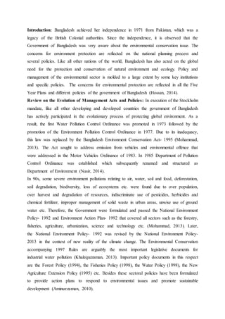 Environmental management acts and policies in bangladesh | DOCX