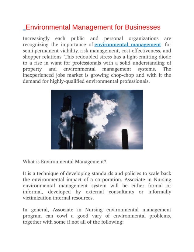 Environmental Management for Businesses | PDF
