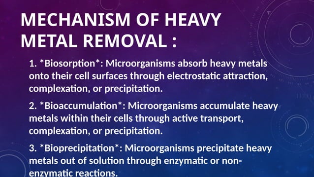 Microorganisms in abatement of heavy metal pollution -Environmental ...