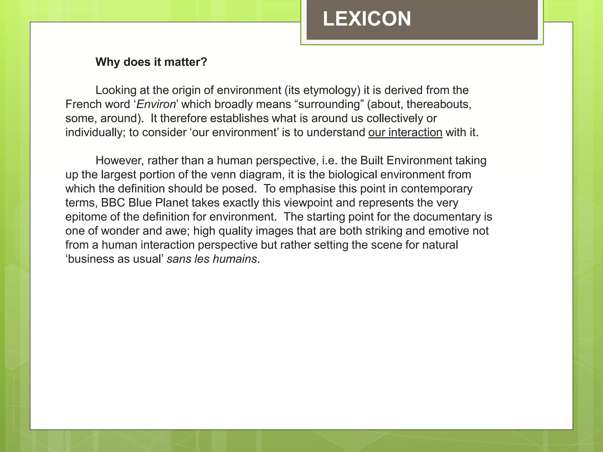 Environmental moment lexicon | PPT