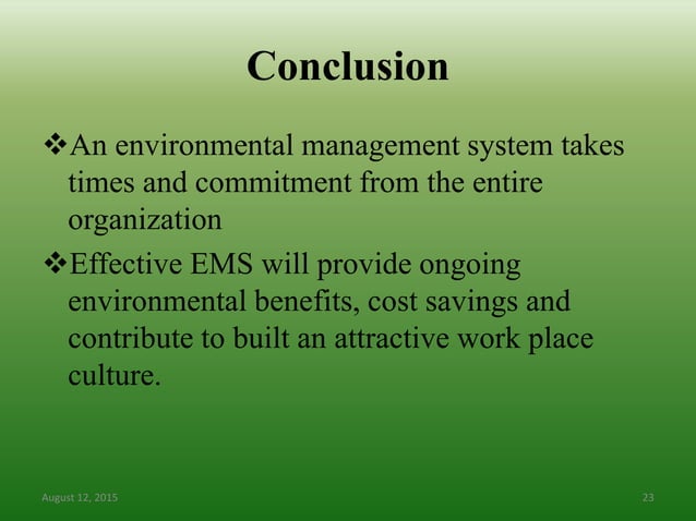Environmental Management System | PPTX | Environmental Services Industry | Industries