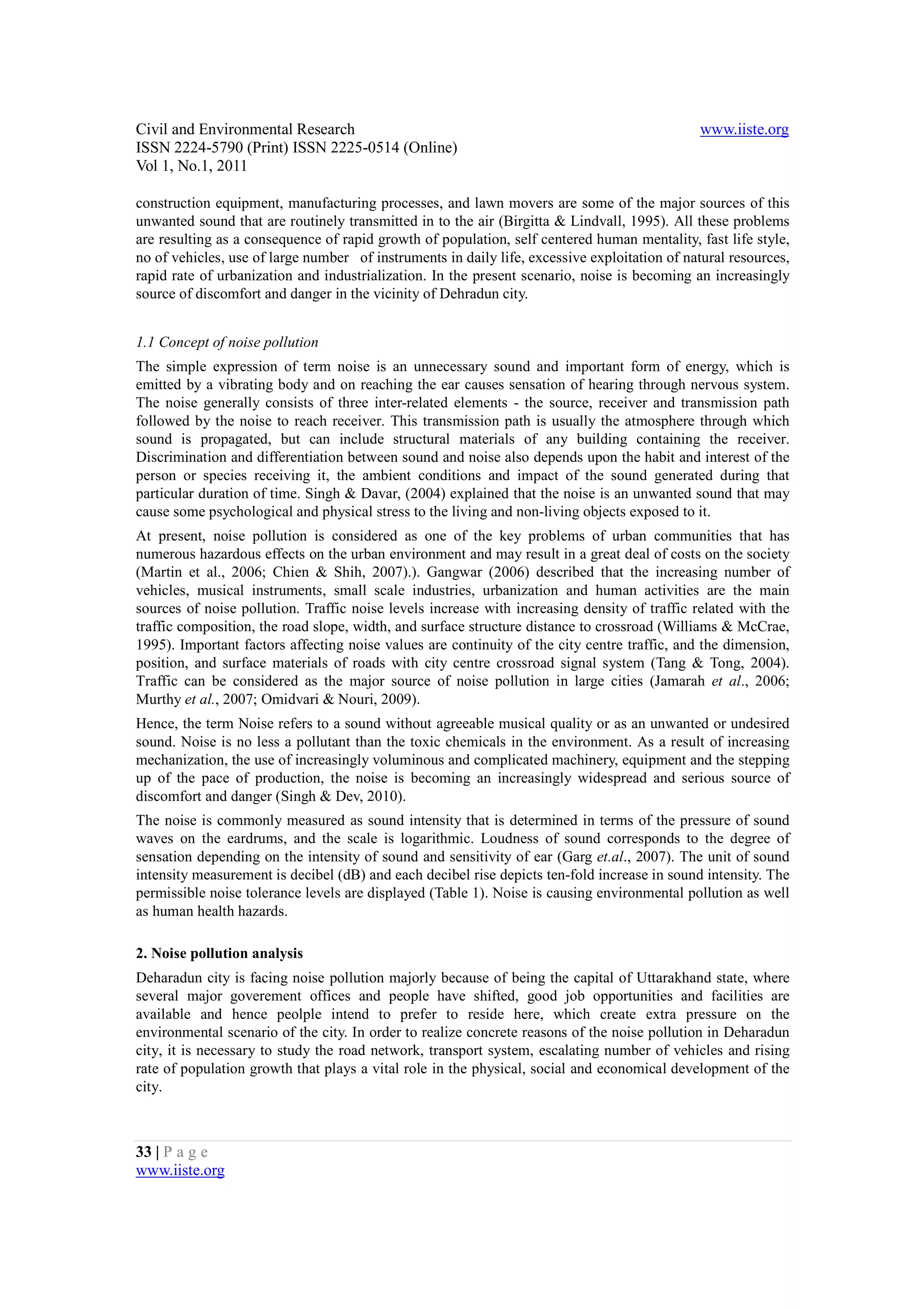 Environmental noise pollution monitoring and impacts on | PDF