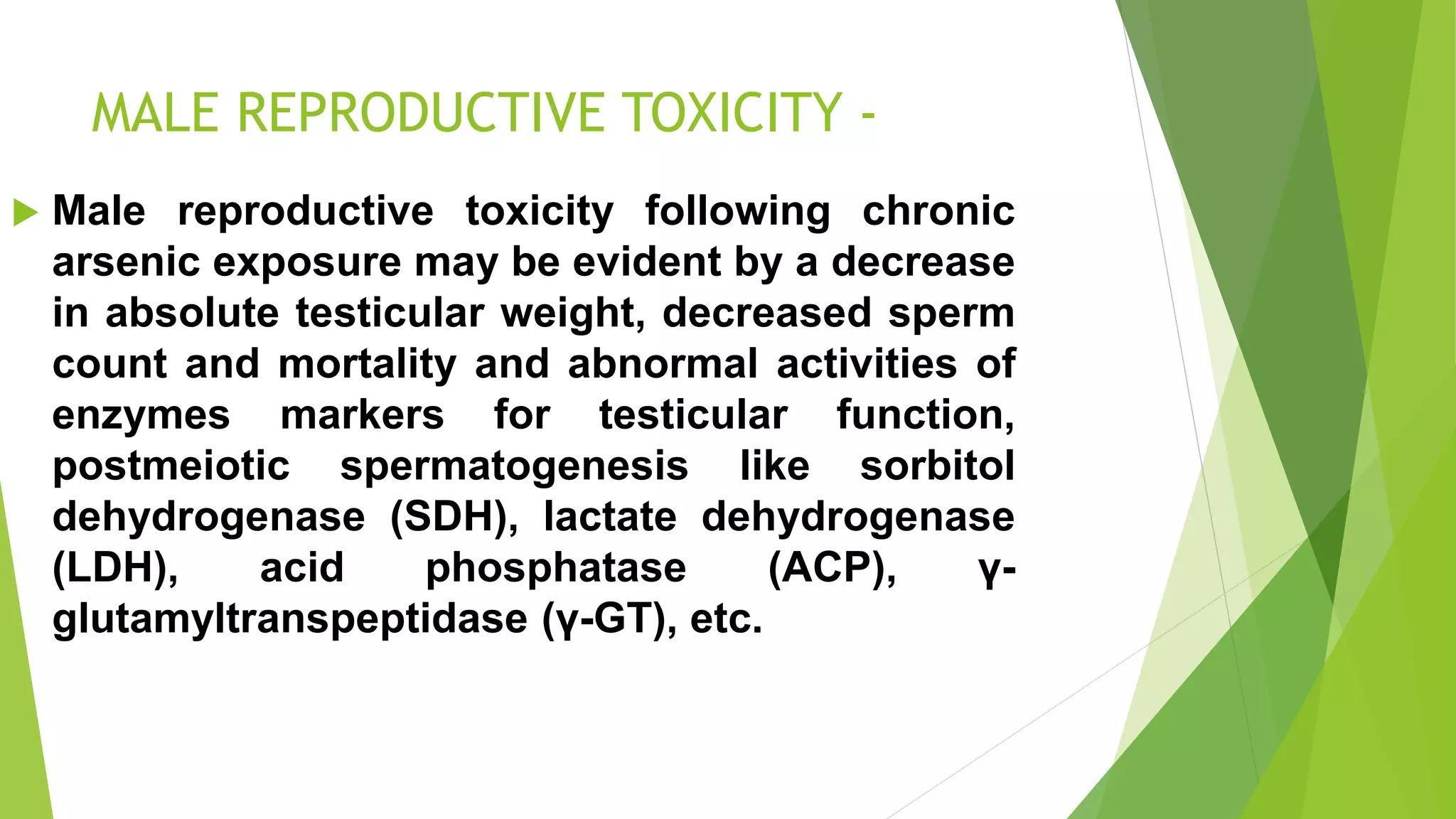 Environmental & occupational toxicant agent on male reproductive ...