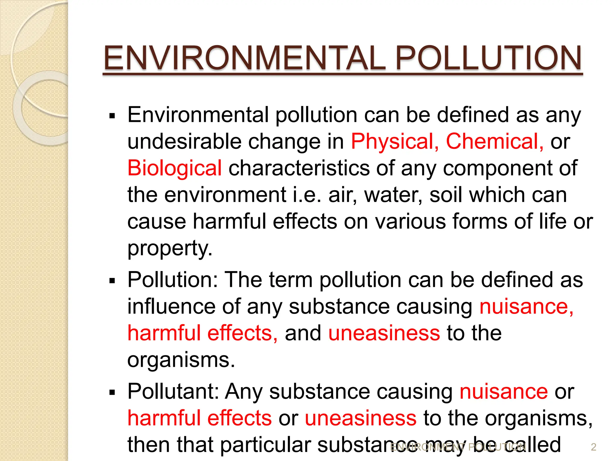 ENVIRONMENTAL POLLUTION, SOURCES, CAUSES, EFFECTS AND CONTROL | PPT