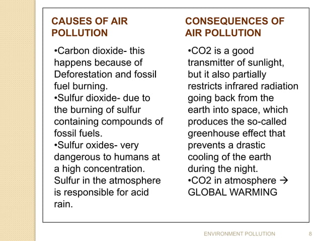 ENVIRONMENTAL POLLUTION, SOURCES, CAUSES, EFFECTS AND CONTROL | PPT